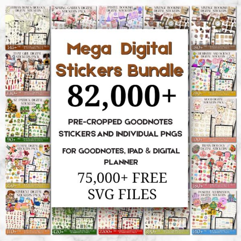 Ultimate 82000 + Digital Sticker Mega Bundle, Lifetime Access Goodnotes ...
