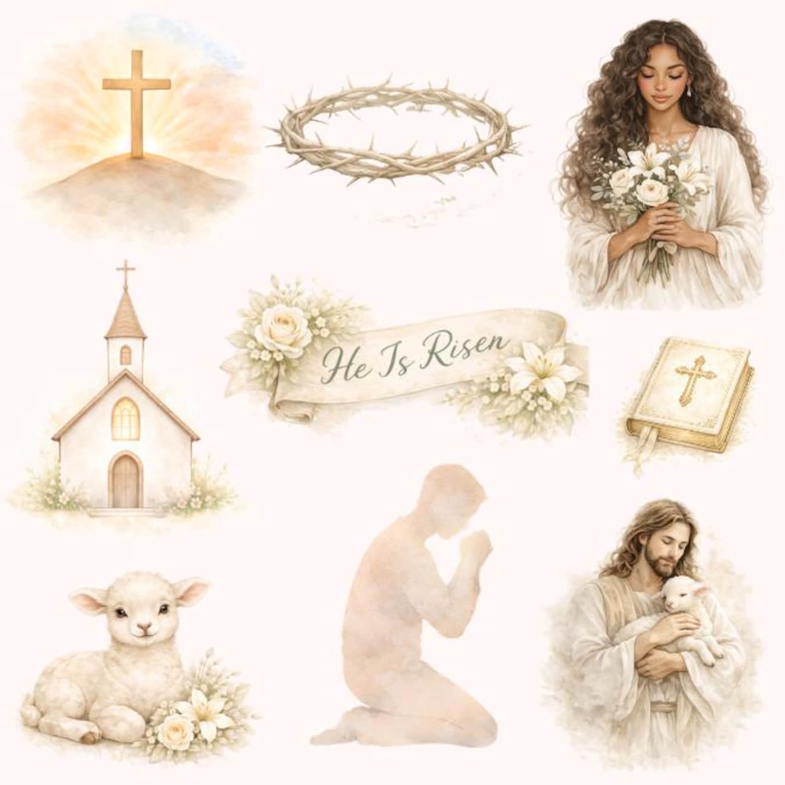 100 + Christian Easter Clipart Pack, Biblical Character Clipart, He is ...