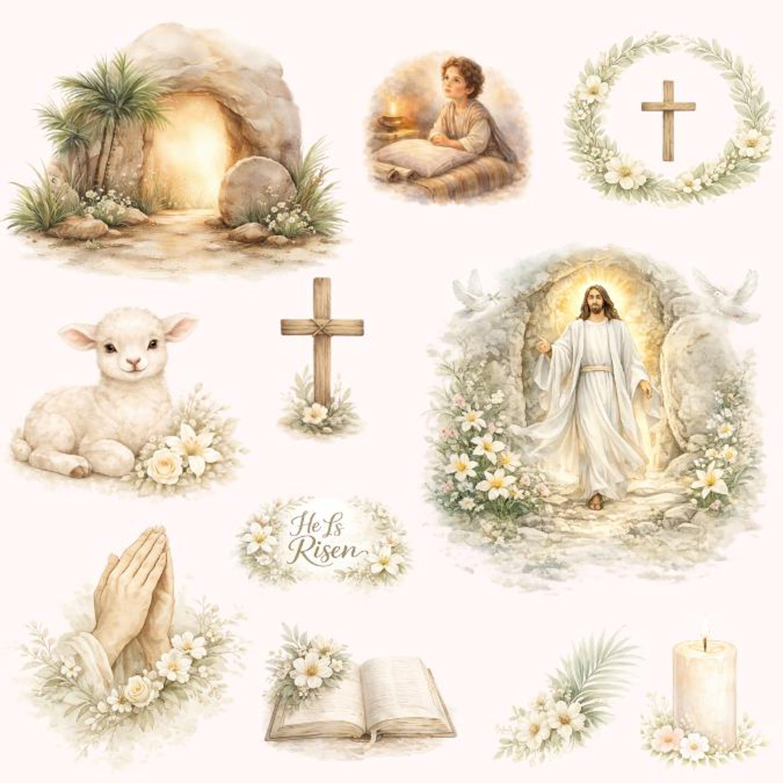 100 + Christian Easter Clipart Pack, Biblical Character Clipart, He is ...