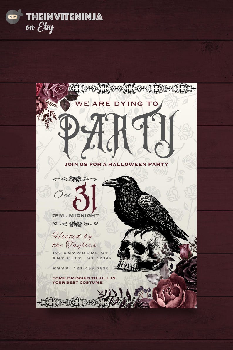 Vintage Halloween Party Invitation Template: Editable Canva Design ...