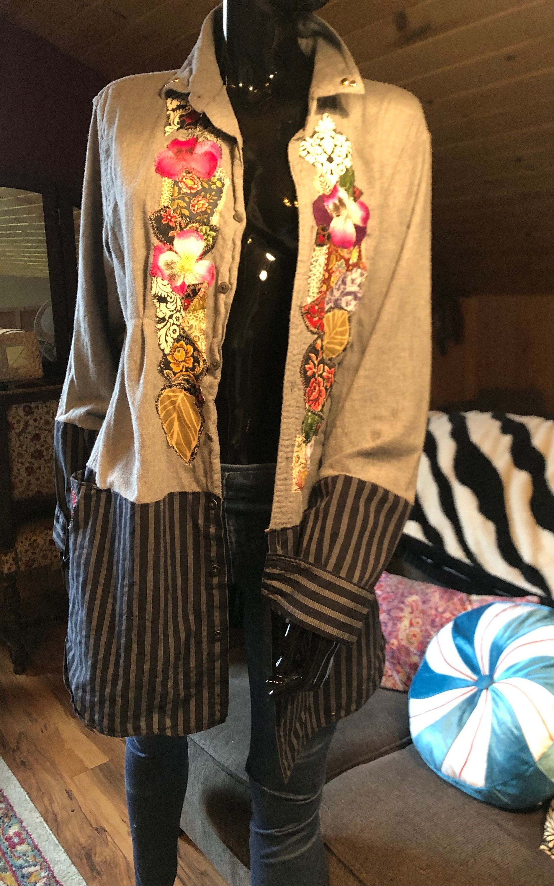 Boho Chic Jacket-bohemian Dress Upcycled Shirt Altered Couture-wearable ...