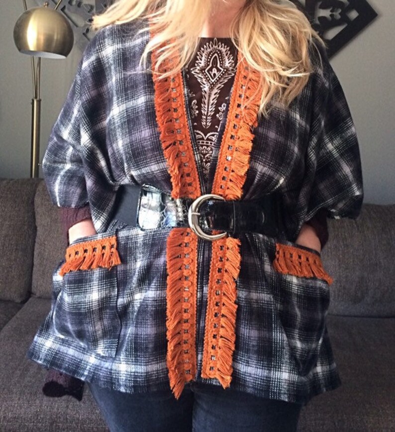 Bohemian Poncho/cape With Belt and Pockets - Etsy