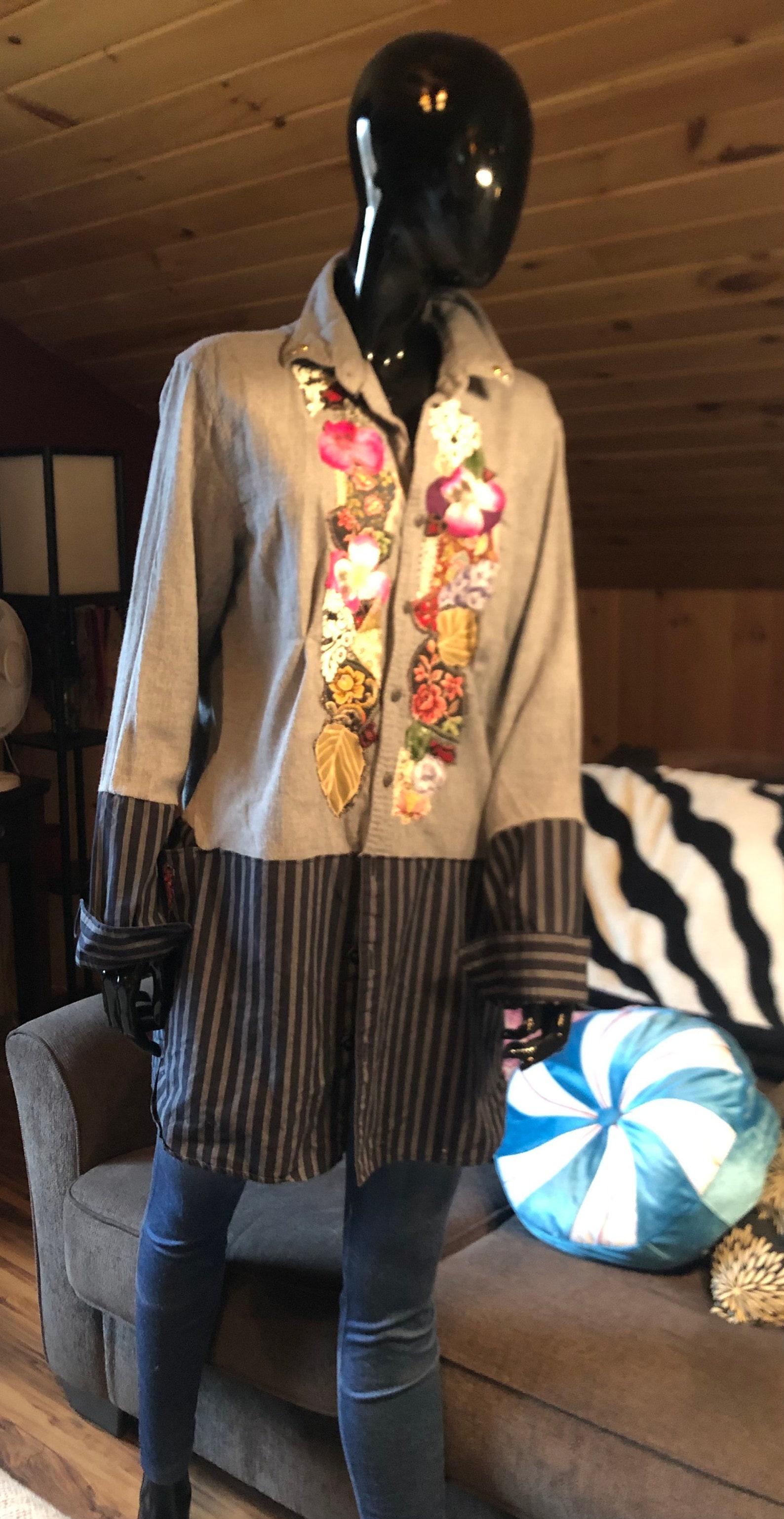 Boho Chic Jacket-bohemian Dress Upcycled Shirt Altered Couture-wearable ...