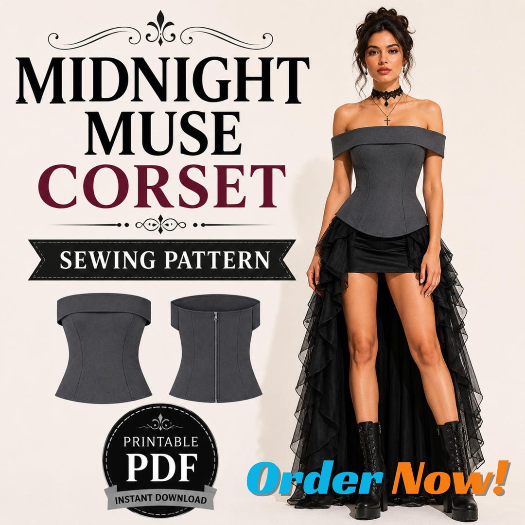 Midnight Muse Corset Sewing Pattern | Vintage Gothic Bustier Top ...