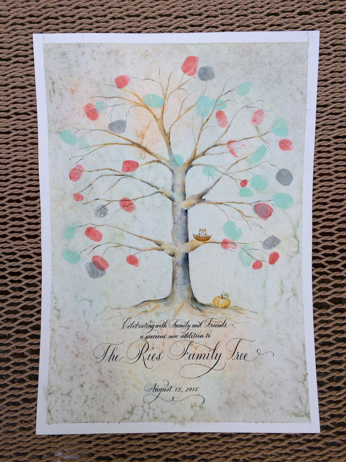 Beautiful Family Trees in Calligraphy With Custom Watercolor - Etsy