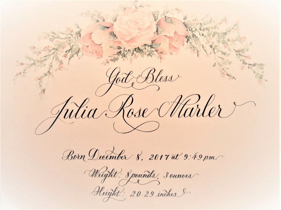 Custom Birth Certificate With Calligraphy and Customized Art - Etsy