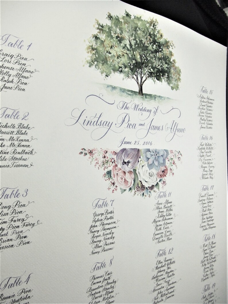 Custom Seating Charts That Feature Beautiful Calligraphy and - Etsy