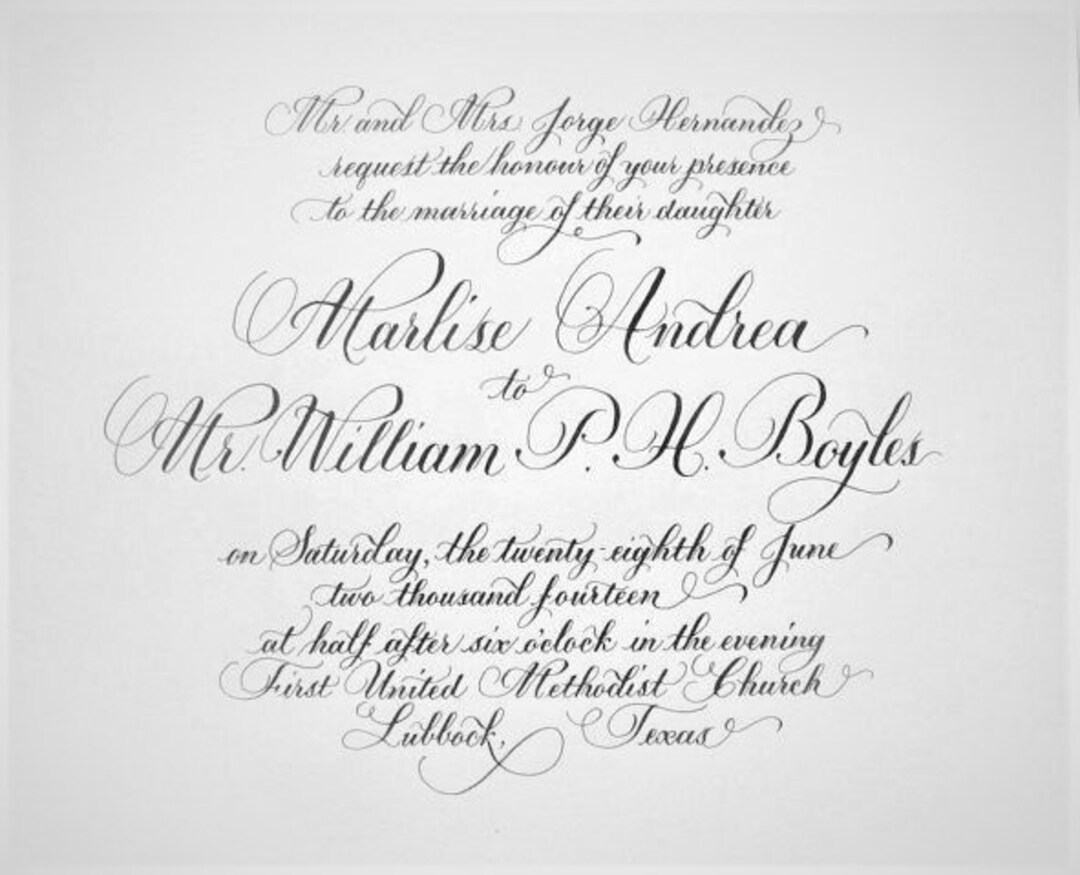 Custom Calligraphy Print, Wedding and Party Invitations - Etsy