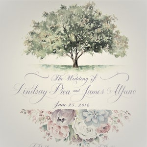 Beautiful Family Trees in Calligraphy With Custom Watercolors, Wedding ...