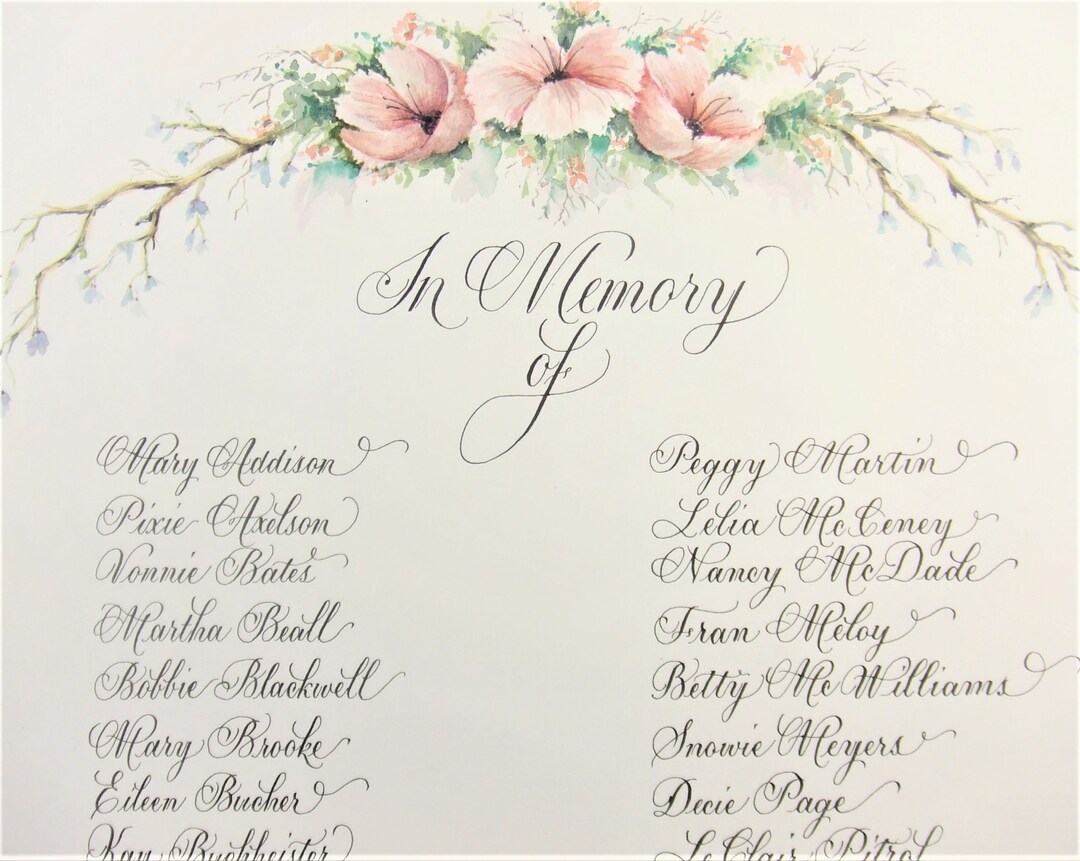 Beautiful Memorials in Hand Lettered Calligraphy and Custom Art - Etsy
