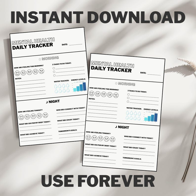 Mental Health Daily Tracker | Printable Self-care Planner, Mood & Habit ...