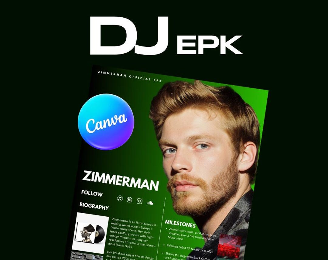 EDM Pop DJ Media Kit | Music Press Kit Template | DJ Epk | Editable ...