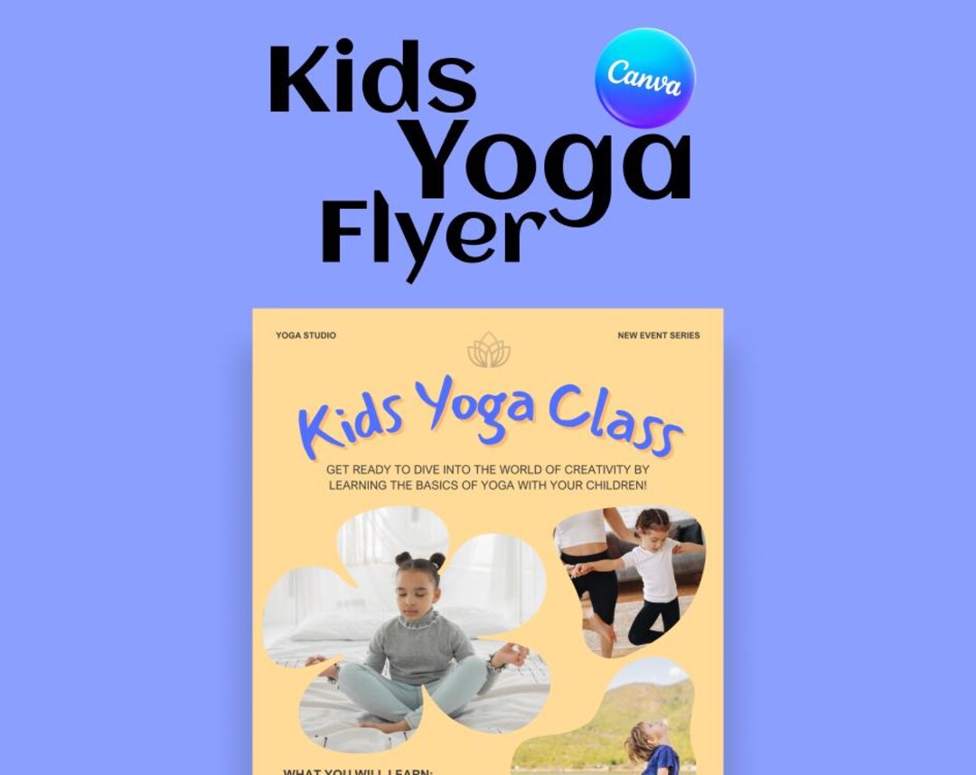Kids Yoga Flyer Template | Children's Yoga Class Poster | Printable ...
