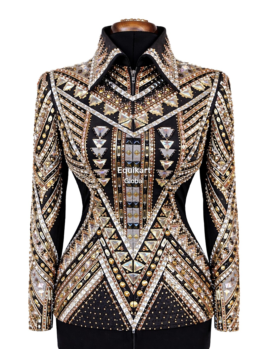 Black & Gold Western Showmanship Jacket || Rhinestone Horsemanship ...