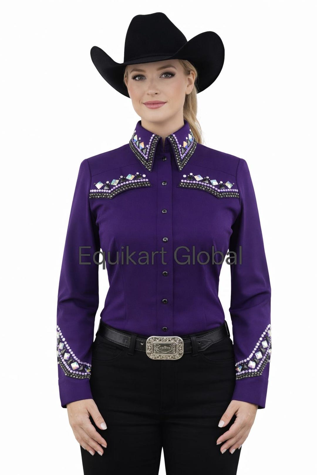 Royal Purple Western Showmanship Shirt || Sparkling Silver & Black ...