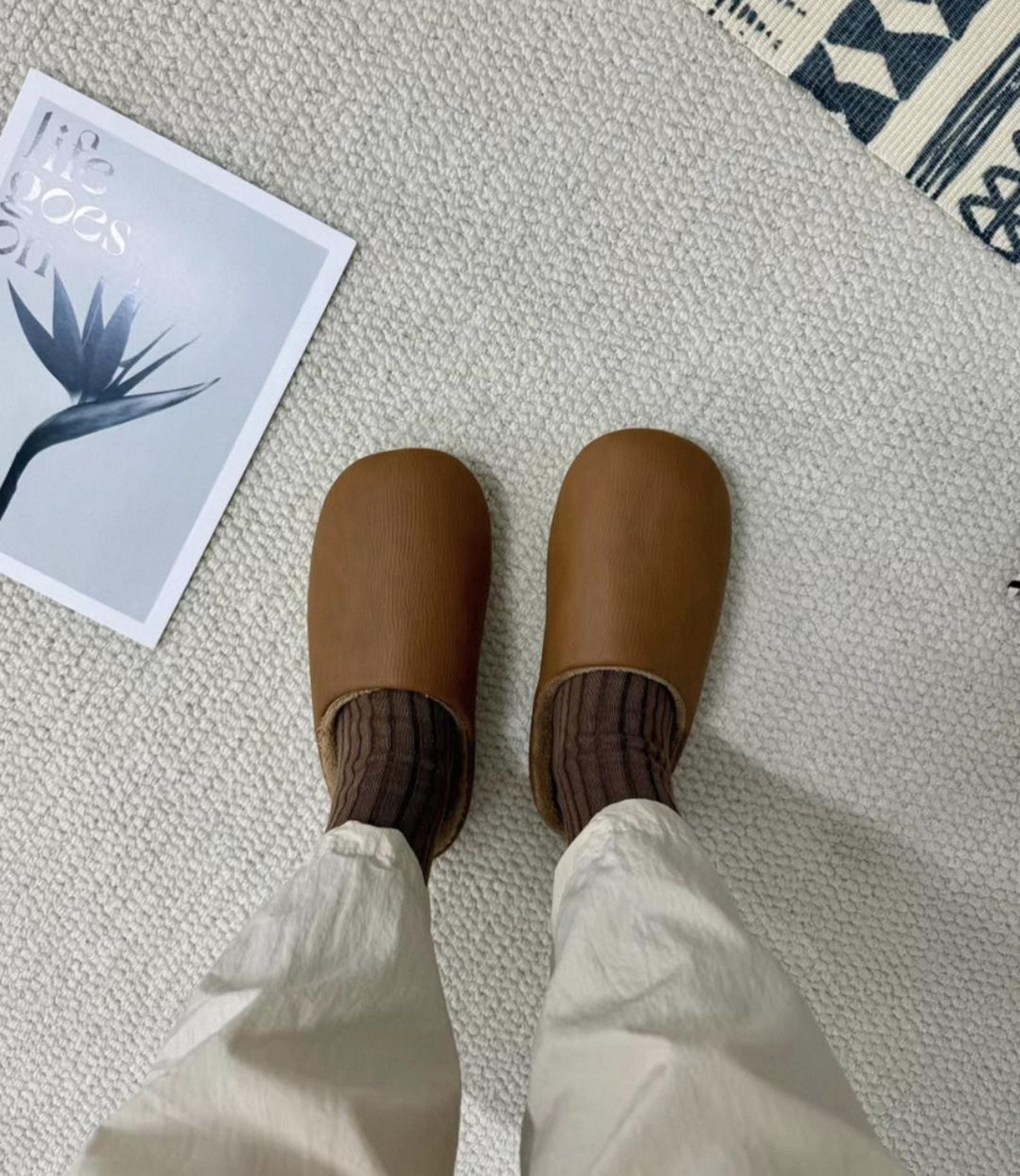 Japanese Style House Slippers, Waterproof PU Leather Indoor Slides, Non ...