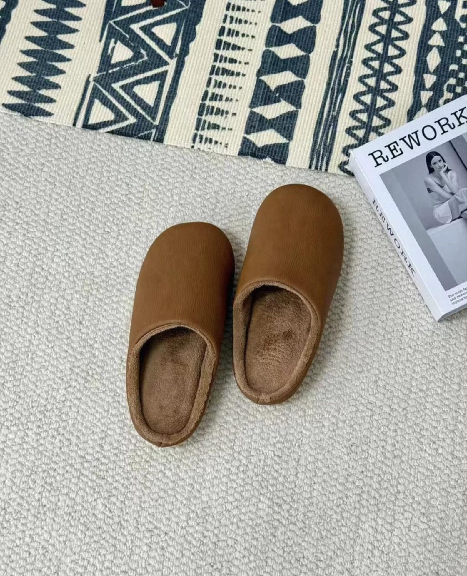 Japanese Style House Slippers, Waterproof PU Leather Indoor Slides, Non ...