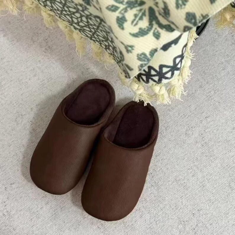 Japanese Style House Slippers, Waterproof PU Leather Indoor Slides, Non ...