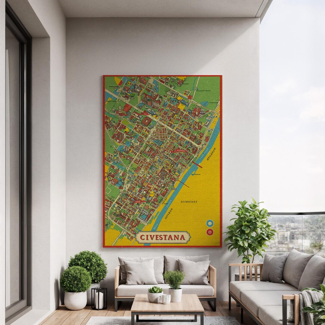 Fictional Map Wall Art, Fantasy City Canvas Print, Abstract Wall Decor ...