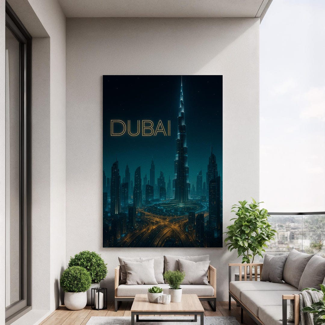 Dubai Canvas Wall Art, Burj Khalifa Print, Modern Cityscape Art, Dubai ...