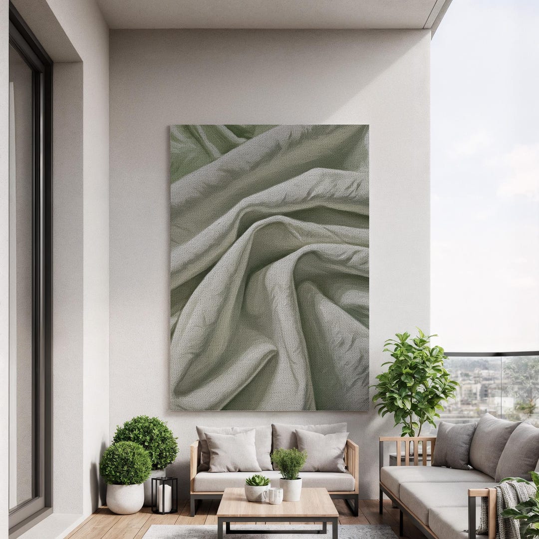 Soft Fabric Wall Art, Linen Crumpled Textile Canvas, Minimalist Home ...