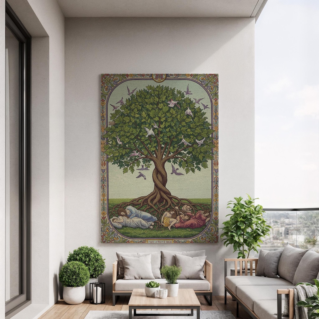 Tree of Life Canvas, Nature Spiritual Art Print, Roots and Birds ...