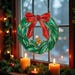 Christmas Wreath Stained Glass Pattern: Holiday Suncatcher Template ...
