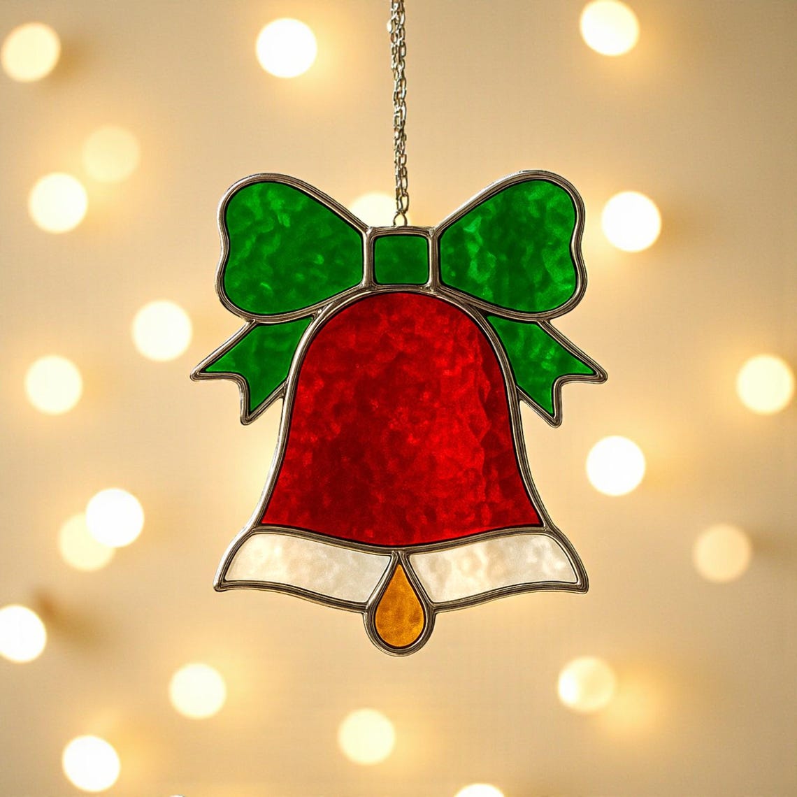 Christmas Bell Stained Glass Pattern: Holiday Suncatcher Template (PDF ...