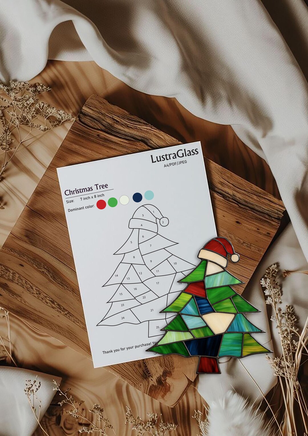 Christmas Tree Stained Glass Pattern: DIY Holiday Suncatcher Ornament ...