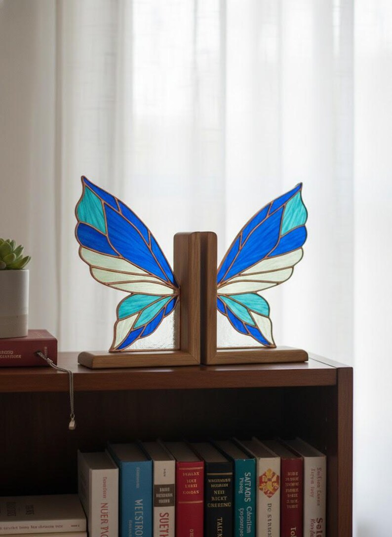 Blue Butterfly Wings Bookend Stained Glass Pattern PDF | Fairycore ...