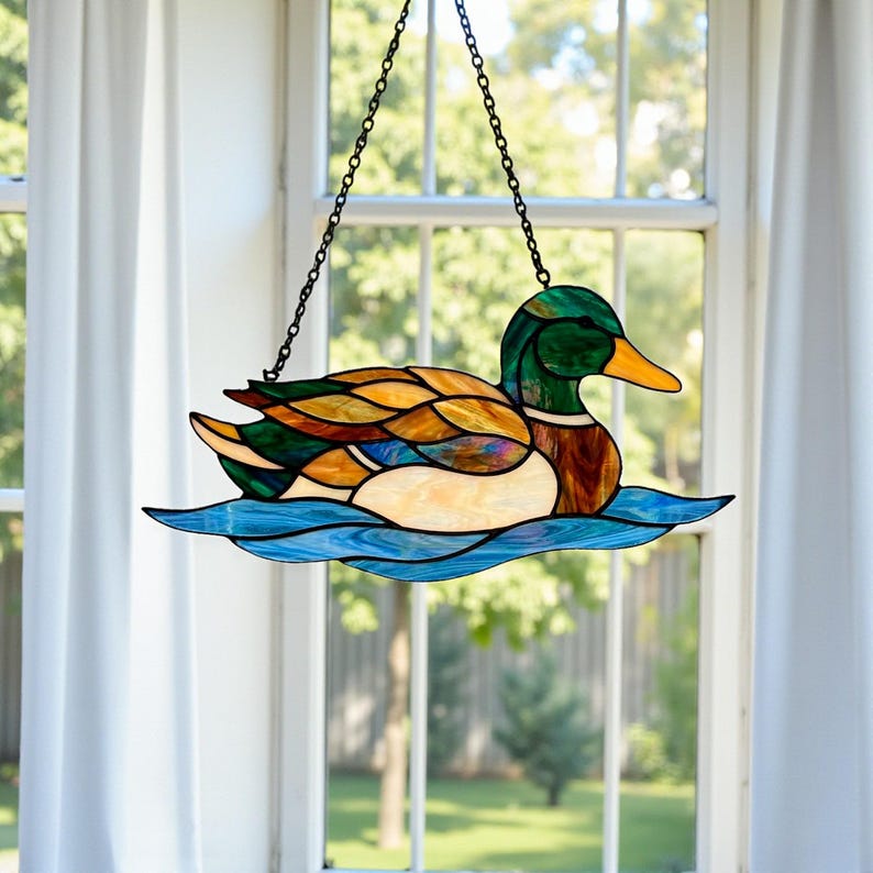Duck Stained Glass Pattern – Mallard Suncatcher Template, DIY PDF ...