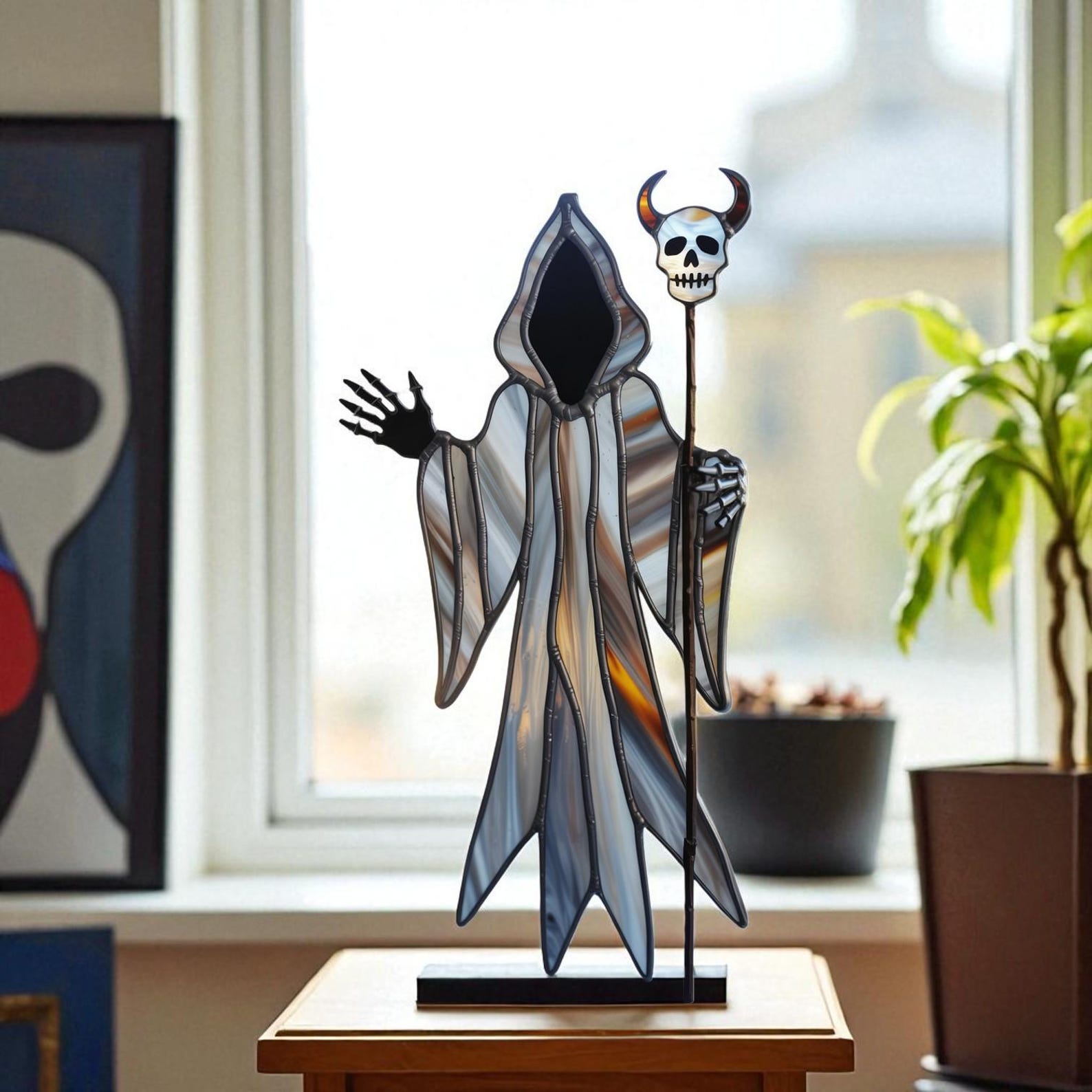 Grim Reaper Stained Glass Pattern: Halloween Suncatcher DIY (PDF) - Etsy