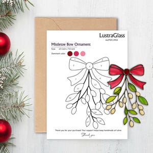 Handmade Stained Glass Mistletoe Bow Ornament Pattern – Christmas ...