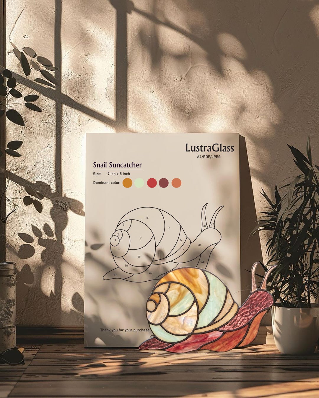 Snail Stained Glass Pattern – Suncatcher Template, DIY PDF - Etsy