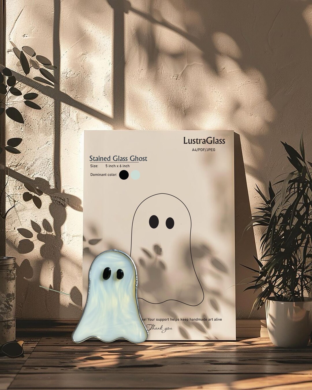 Ghost Stained Glass Pattern PDF Download – DIY Halloween Suncatcher ...