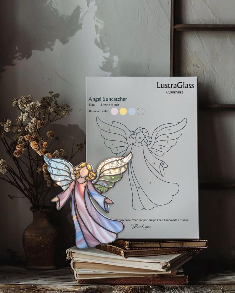 Angel Stained Glass Pattern PDF Download – DIY Suncatcher Template ...