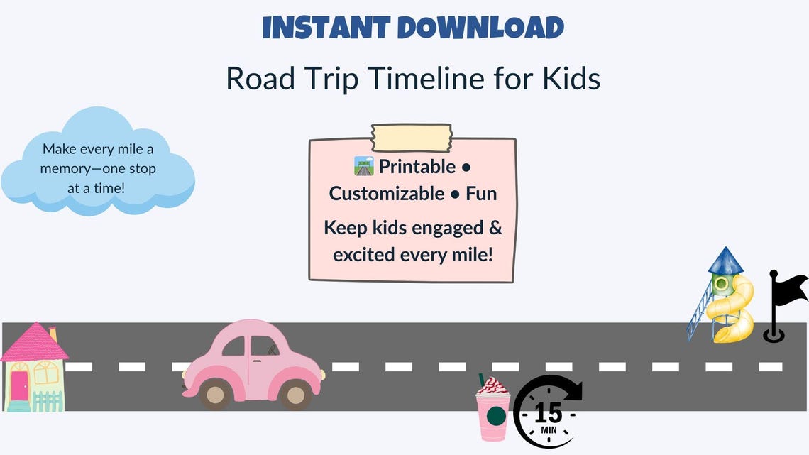 Road Trip Timeline Printable for Kids – Visual Travel Countdown & Car ...