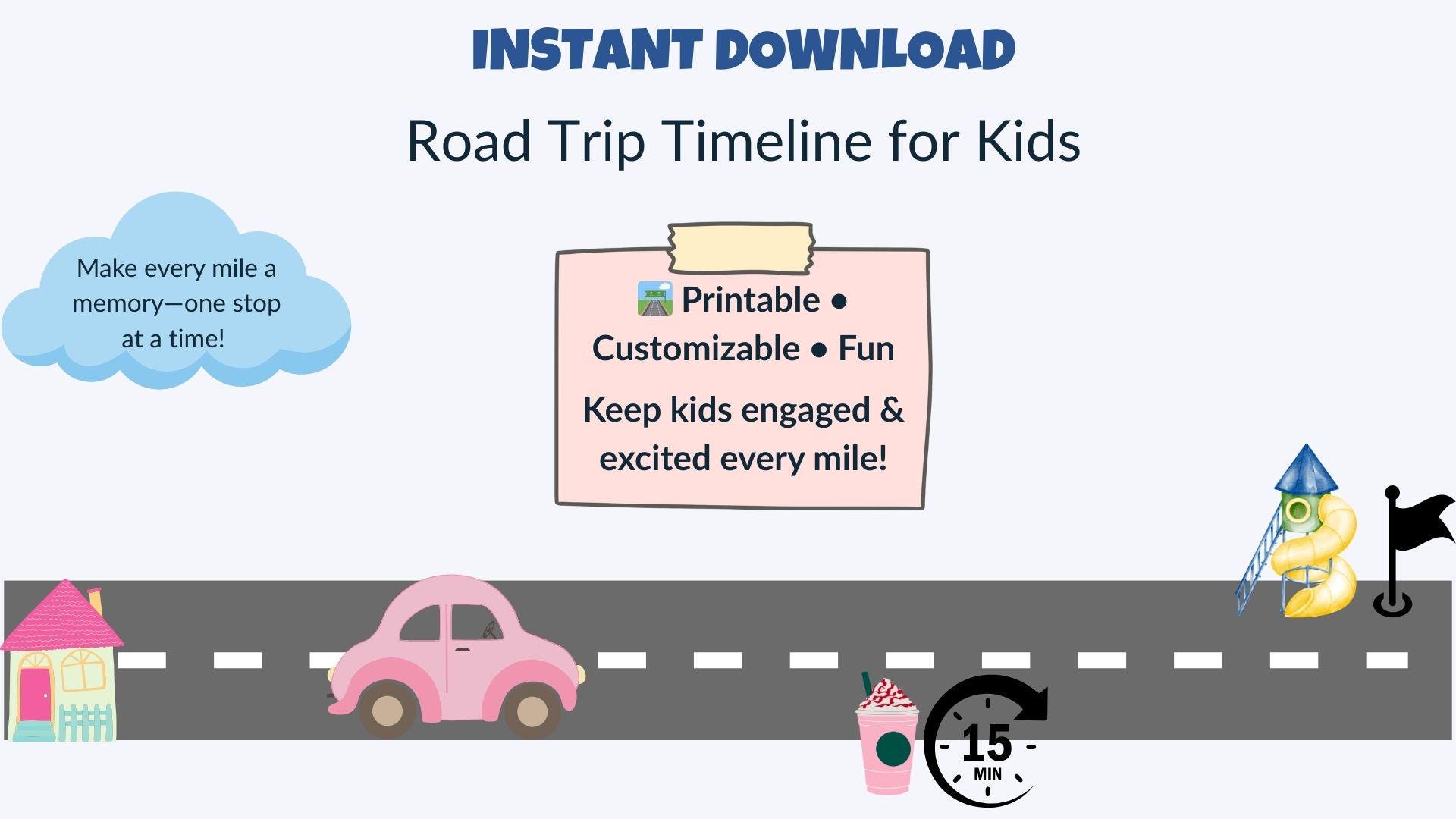 Road Trip Timeline Printable for Kids – Visual Travel Countdown & Car ...