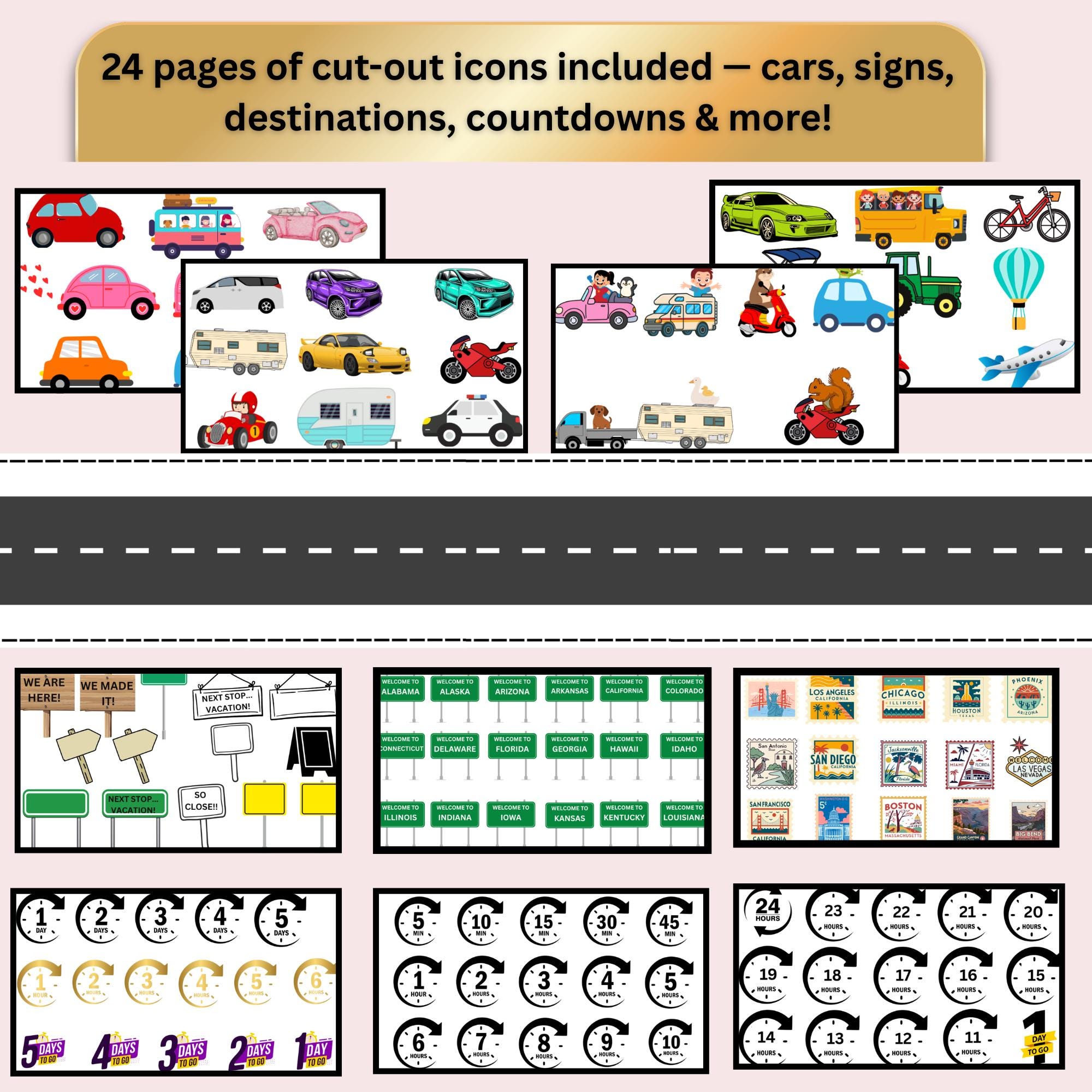 Kids Road Trip Timeline Printable • Travel Countdown Activity • Car ...