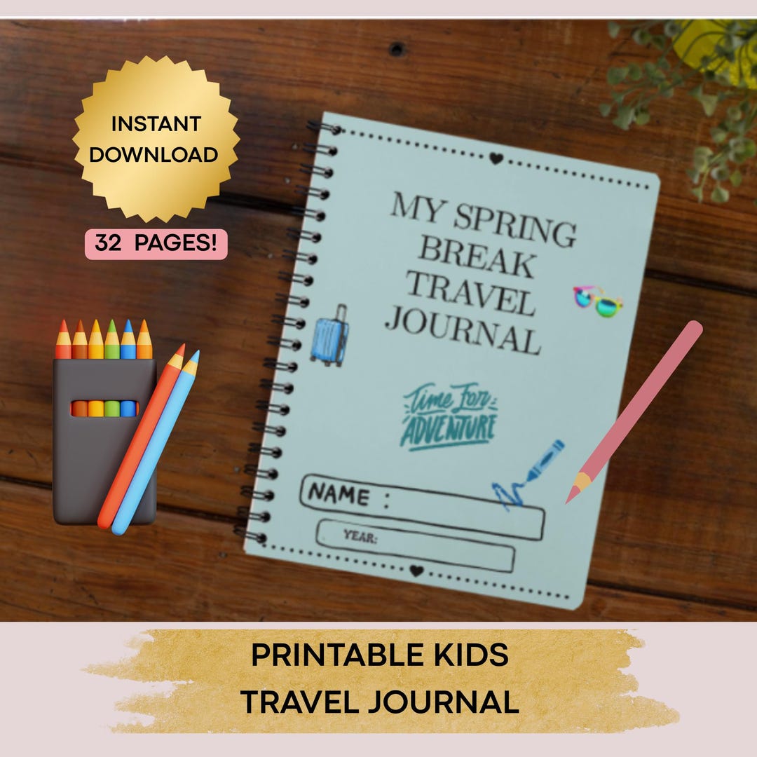 Spring Break Kids Travel Journal • Vacation Activity Book • Printable ...