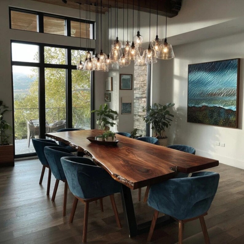 Handmade Live Edge Walnut Dining Table: Rustic Modern Kitchen Decor - Etsy