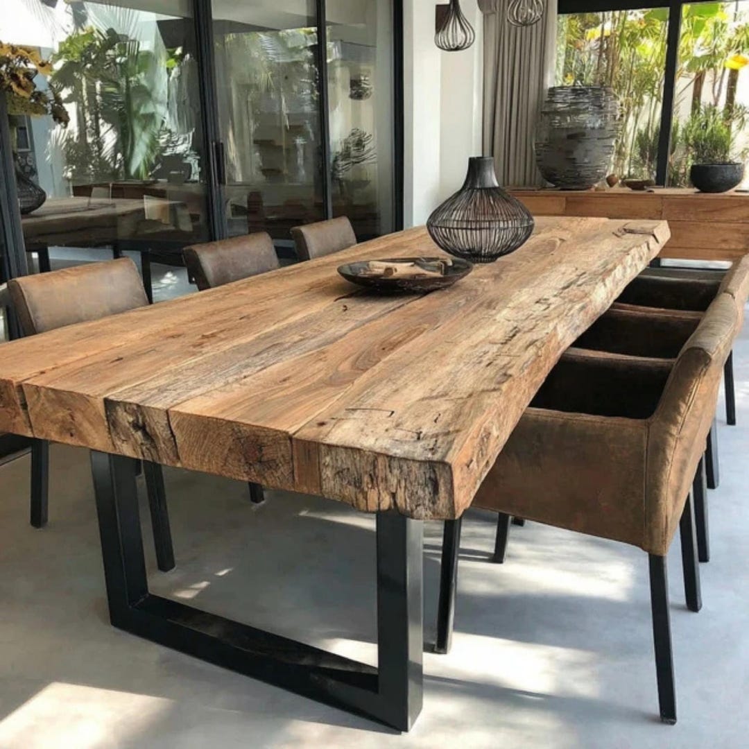 Handmade Live Edge Walnut Dining Table: Rustic Modern Farmhouse - Etsy