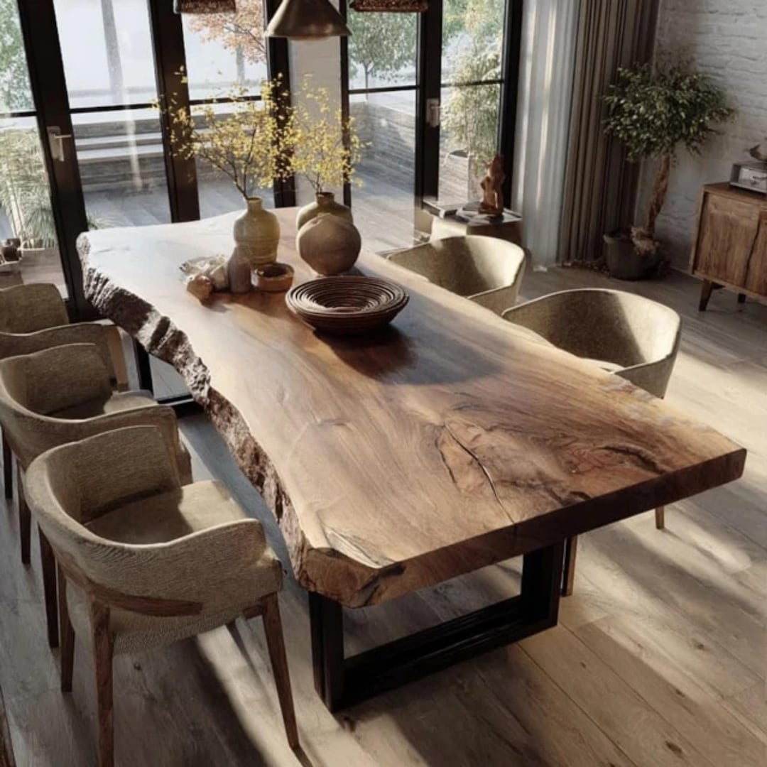 Custom Solid Walnut Dining Table – Handmade Rustic Wood Furniture ...