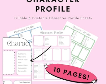 Character Profile Worksheets || Template for Writers - Printable and ...
