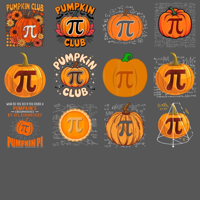 Pumpkin Pi Math Shirt PNG, Funny Halloween Thanksgiving Pi Day Clipart ...