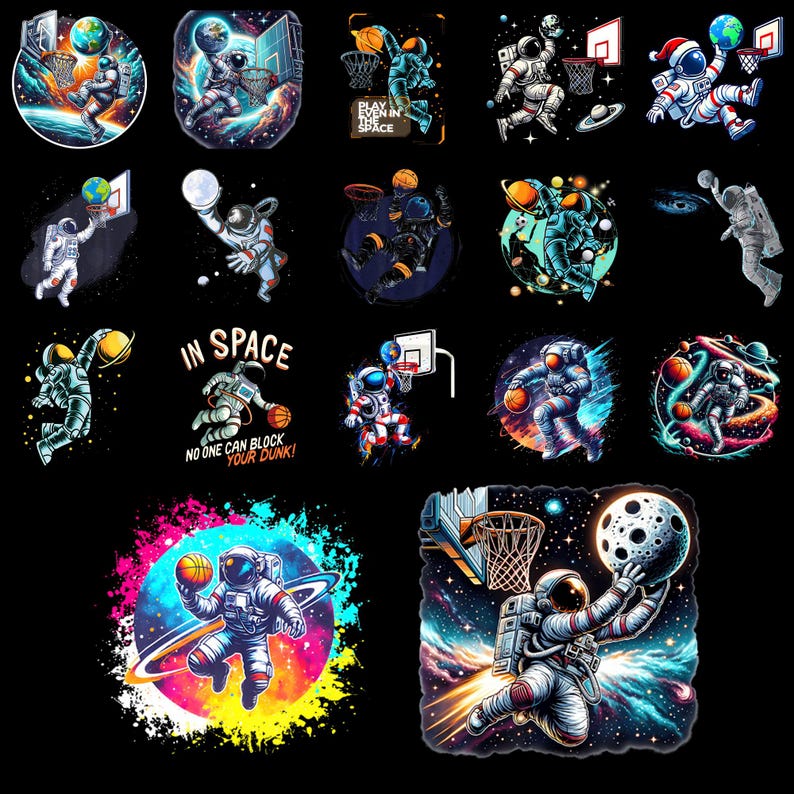 Astronaut Dunking Basketball PNG, Funny Cosmic Sports Lover Clipart ...