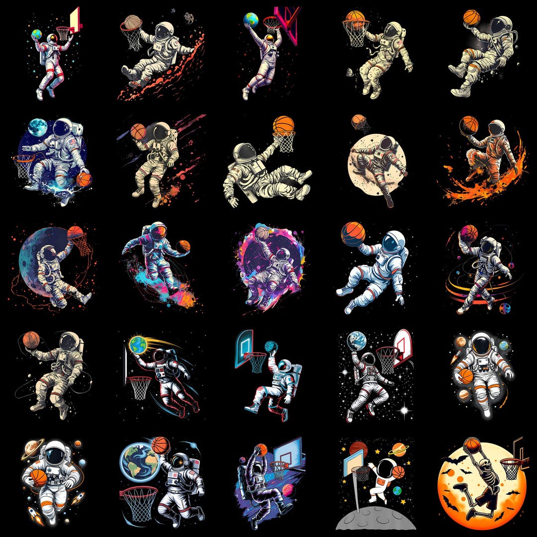 Astronaut Dunking Basketball PNG, Funny Cosmic Sports Lover Clipart ...