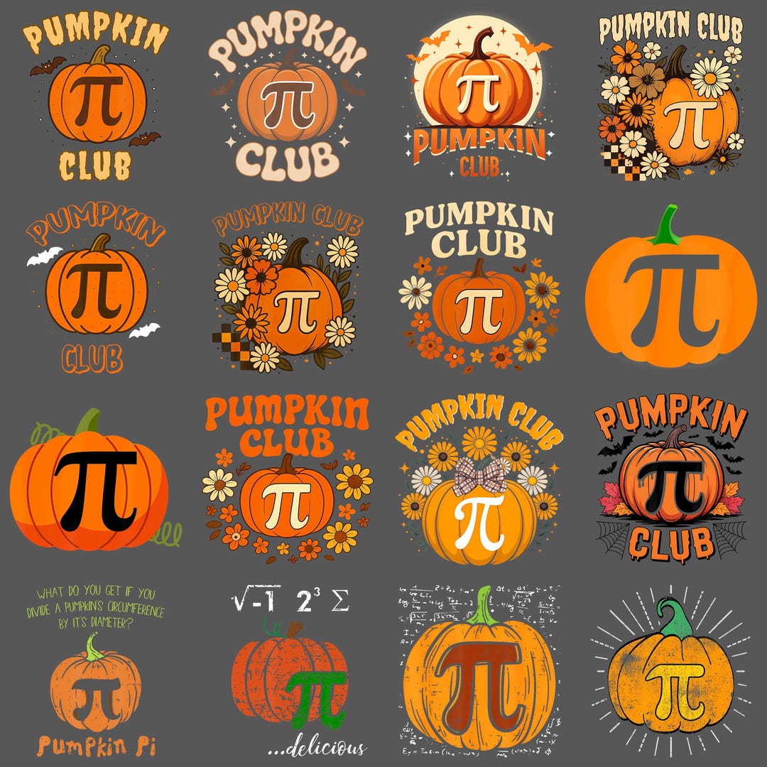 Pumpkin Pi Math Shirt PNG, Funny Halloween Thanksgiving Pi Day Clipart ...