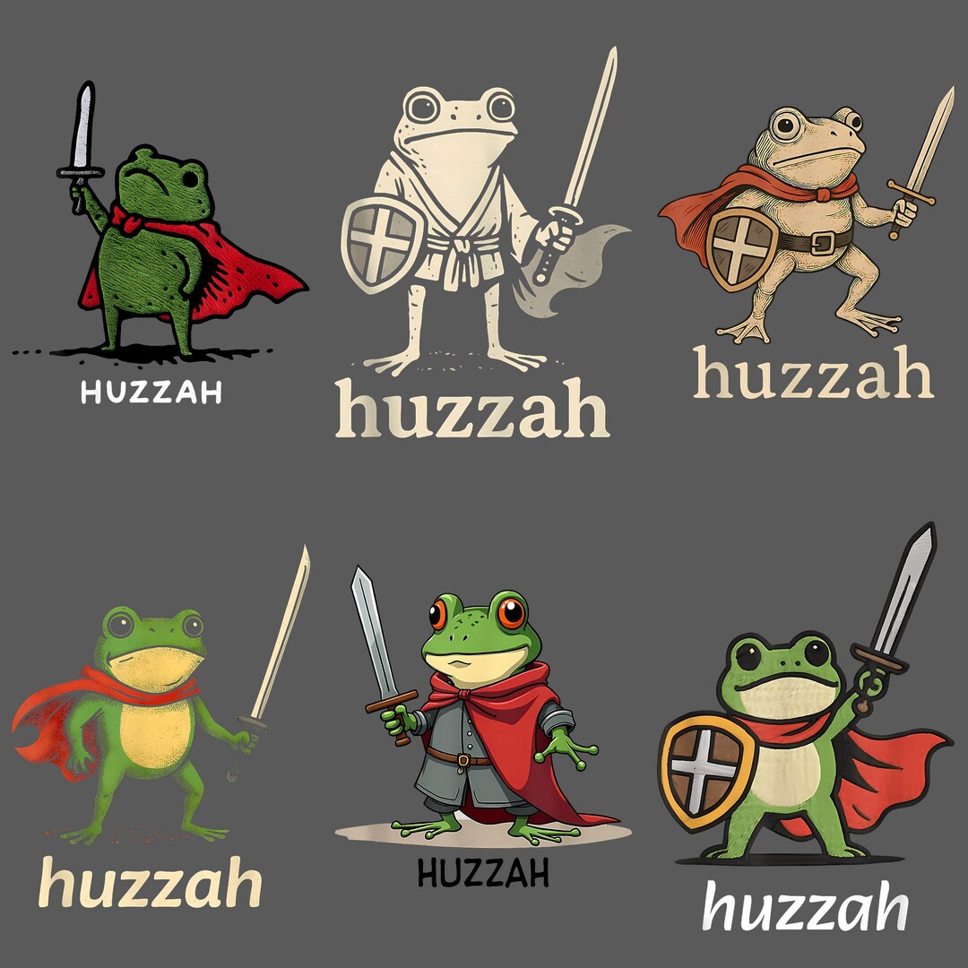 Huzzah Frog Knight PNG – Funny Sword Meme Clipart, Sarcastic Retro ...