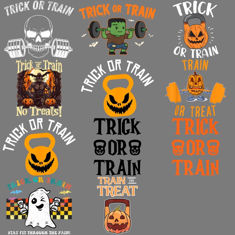 Trick or Train Halloween PNG, Funny Kettlebell Scarecrow Fitness ...